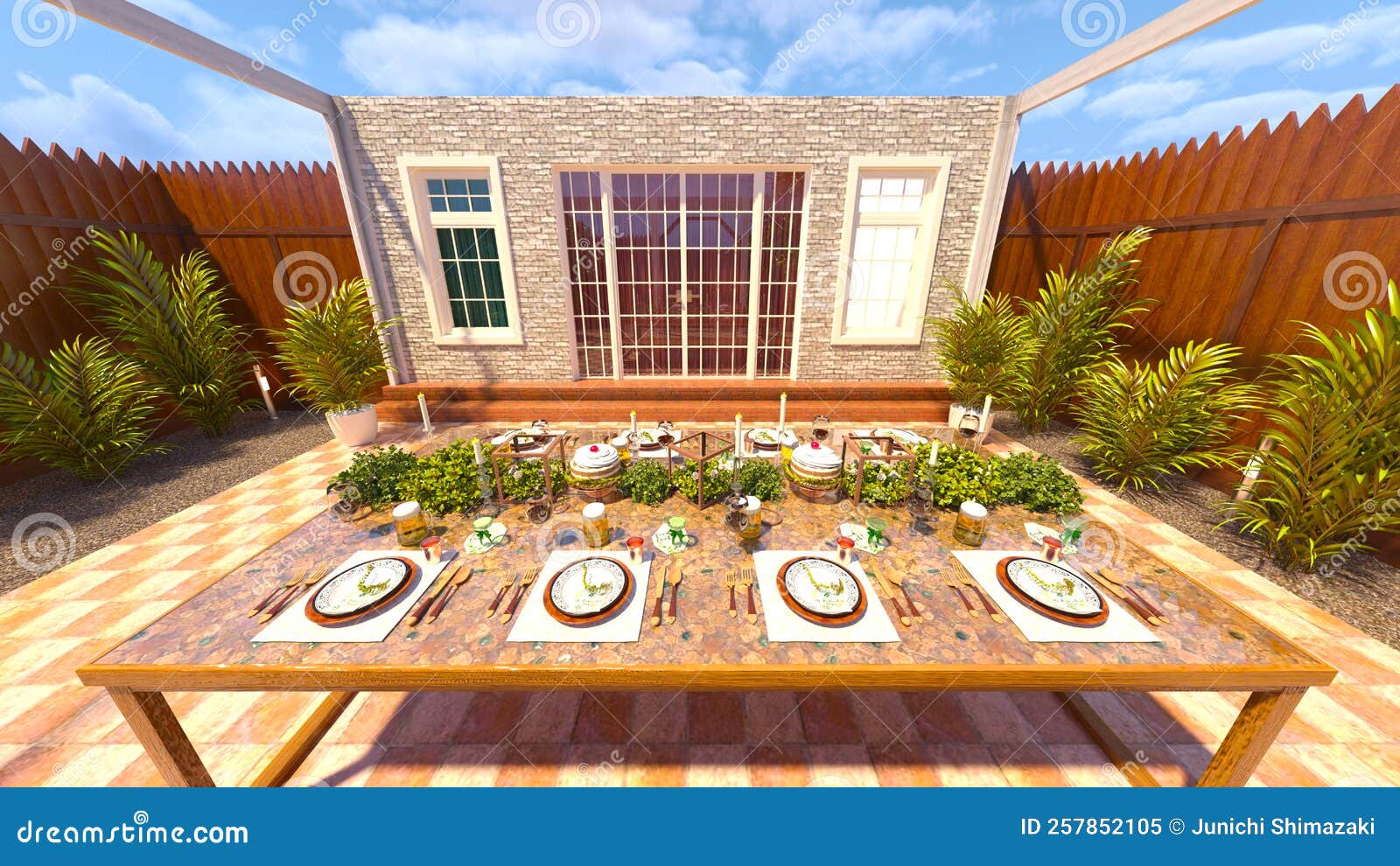 3D Rendering of the Rooftop Terrace Stock Illustration - Illustration ...
