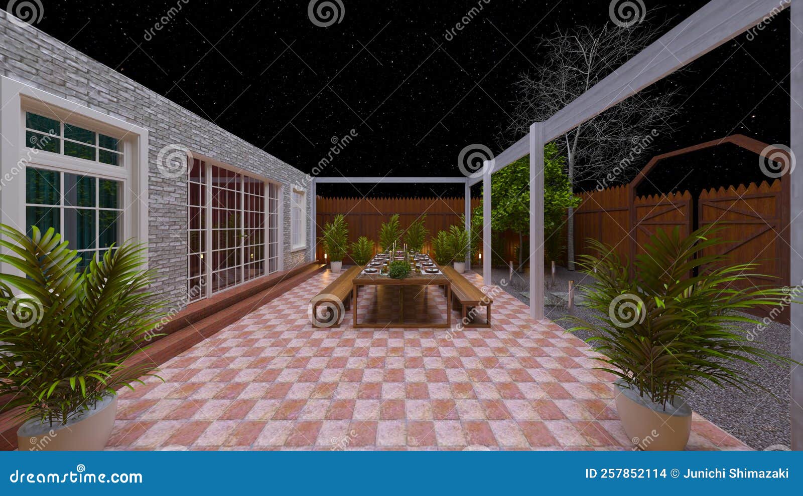 3D Rendering of the Rooftop Terrace Stock Illustration - Illustration ...