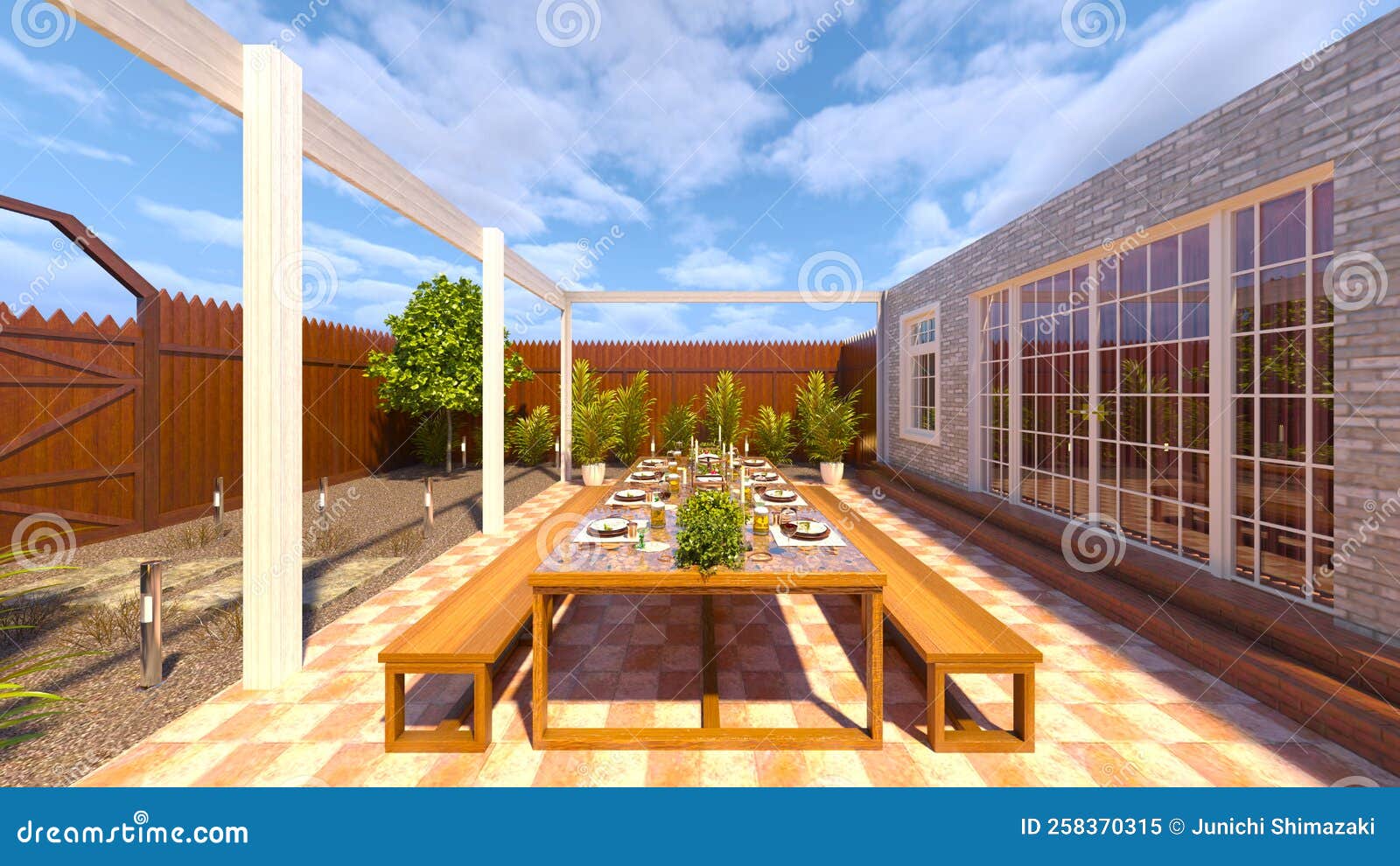 3D Rendering of the Rooftop Terrace Stock Illustration - Illustration ...