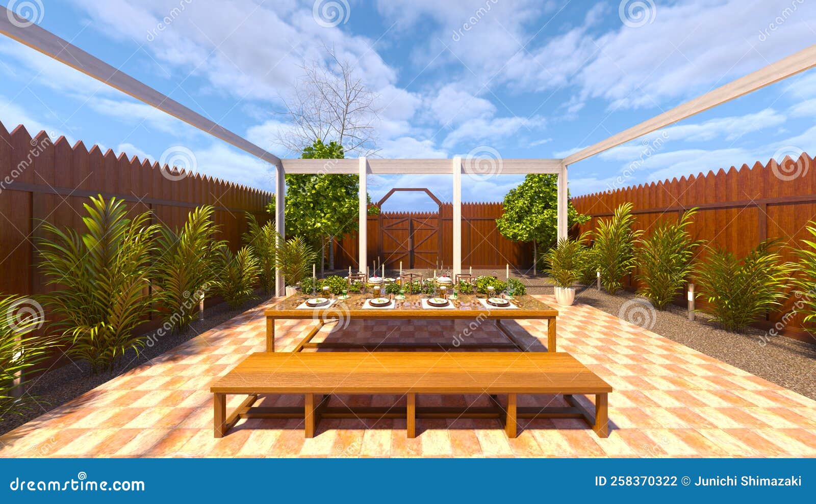3D Rendering of the Rooftop Terrace Stock Illustration - Illustration ...