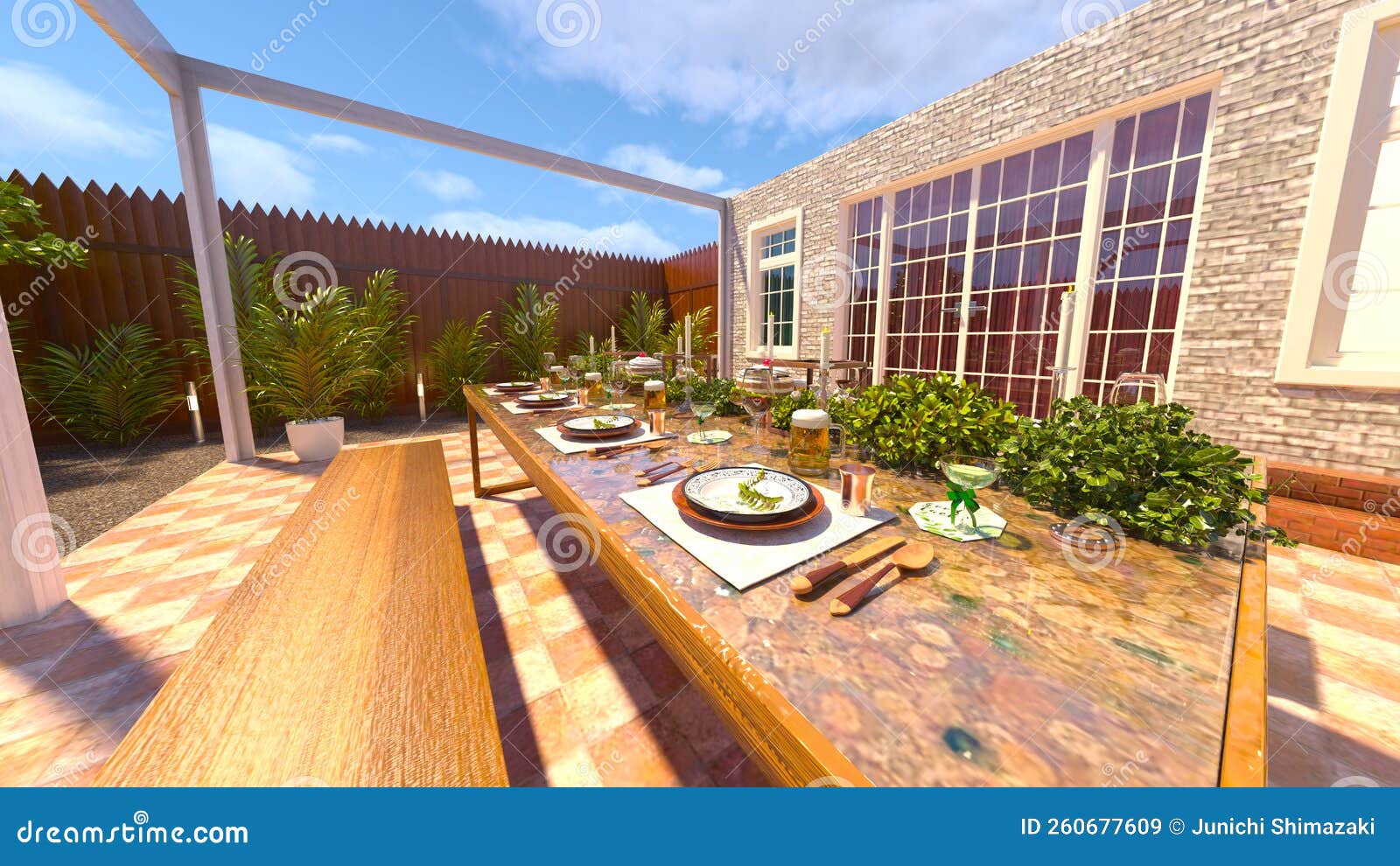 3D Rendering of the Rooftop Terrace Stock Illustration - Illustration ...