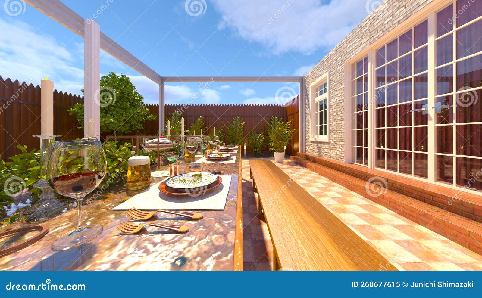 3D Rendering of the Rooftop Terrace Stock Illustration - Illustration ...