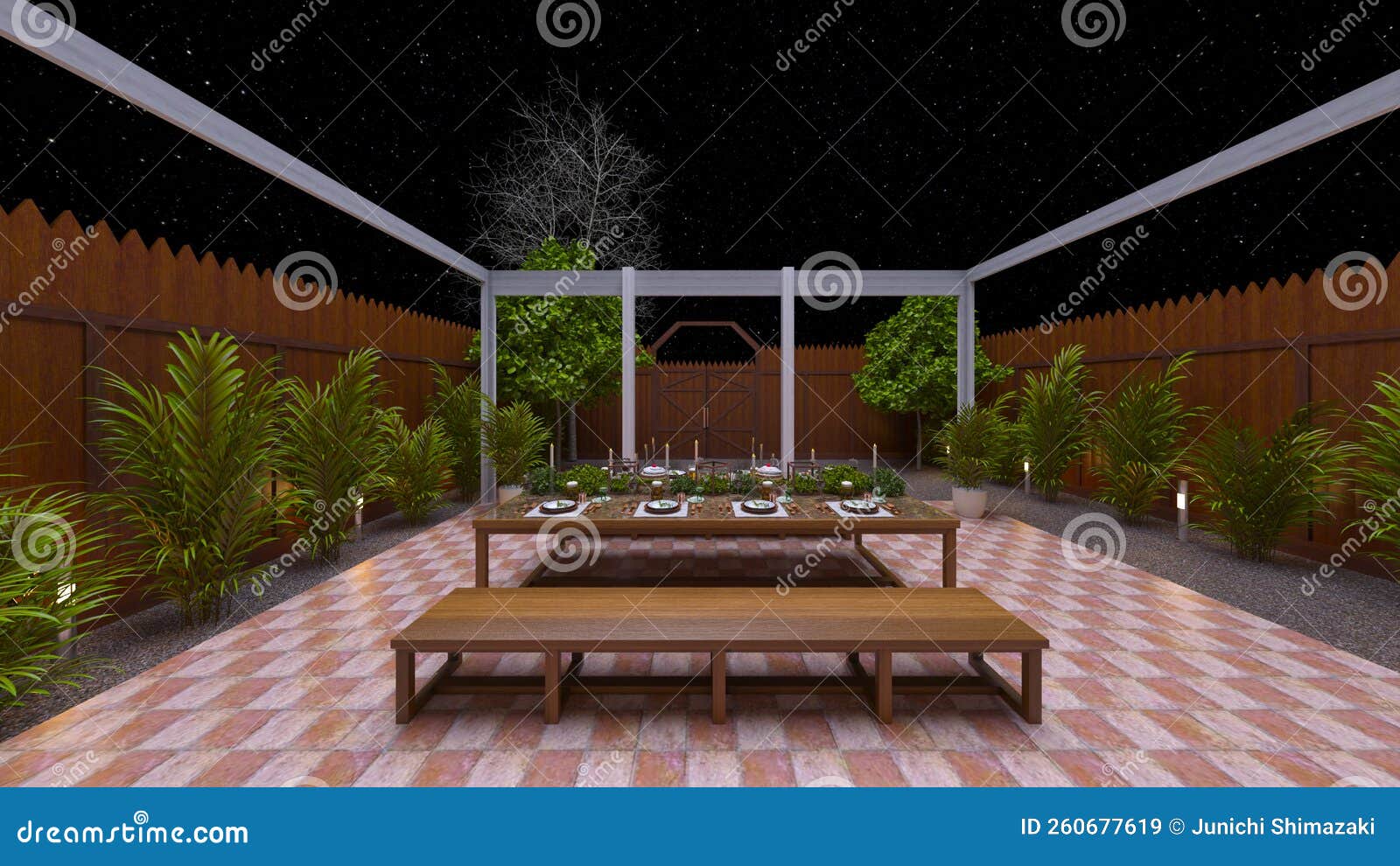 3D Rendering of the Rooftop Terrace Stock Illustration - Illustration ...