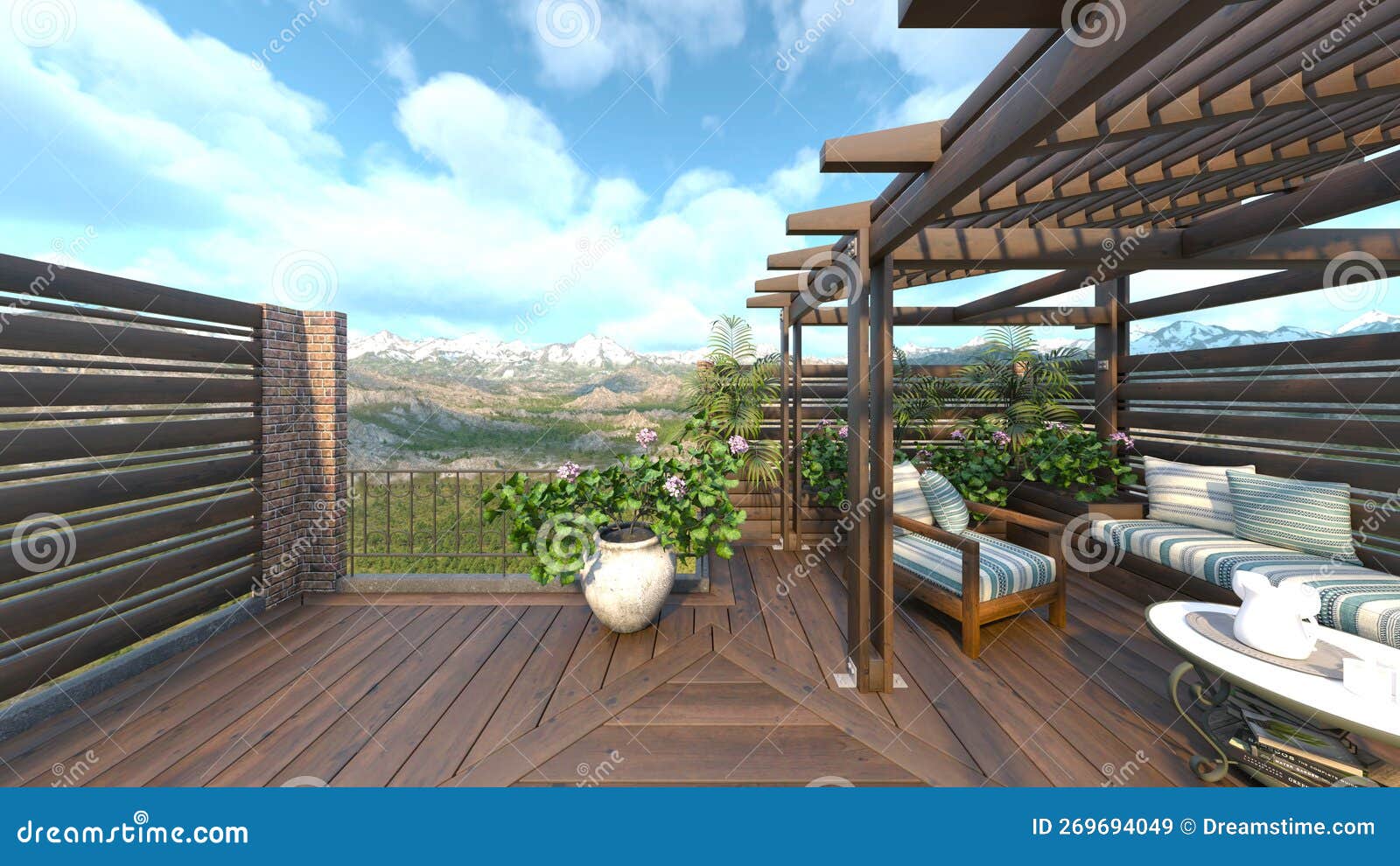 3D Rendering of the Rooftop Terrace Stock Illustration - Illustration ...