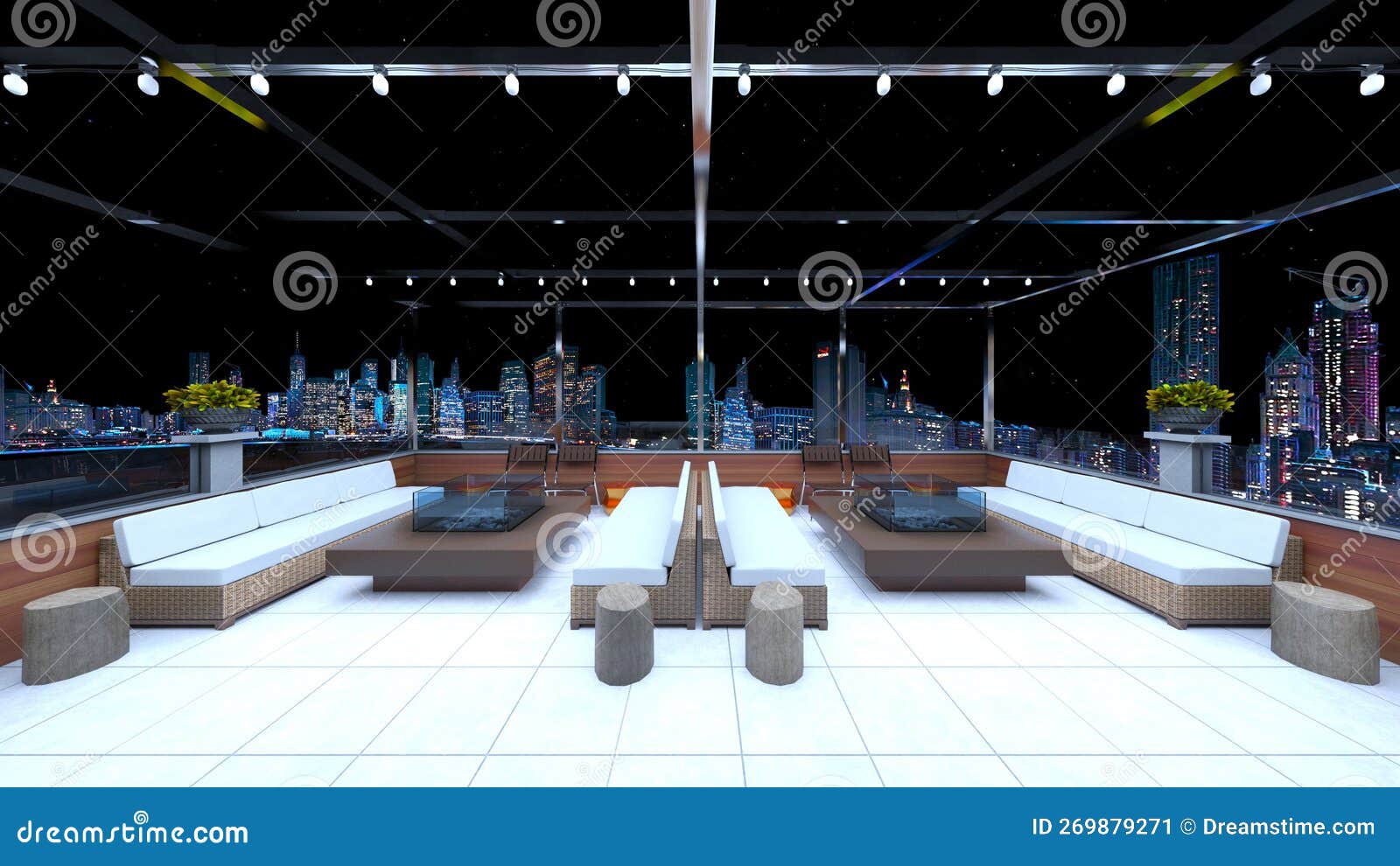 3D Rendering of the Rooftop Terrace Stock Illustration - Illustration ...