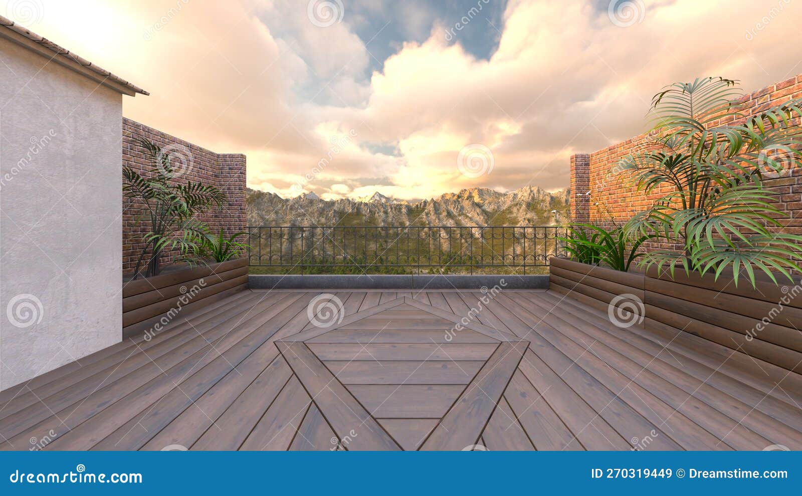 3D Rendering of the Rooftop Terrace Stock Illustration - Illustration ...