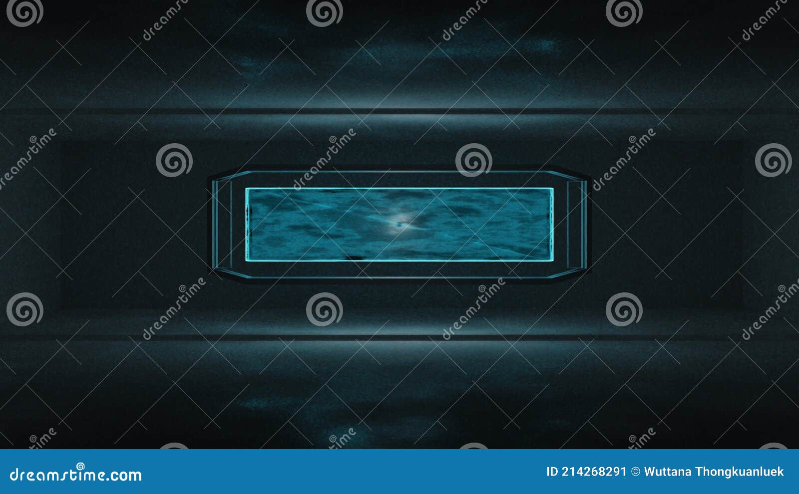 3d Rendering Of Rooms With Windows Abstract Blue Light Effect Neon ...