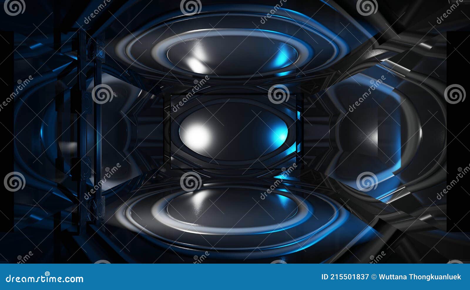 3d Rendering of Rooms with Windows Abstract Blue Light Effect Neon ...