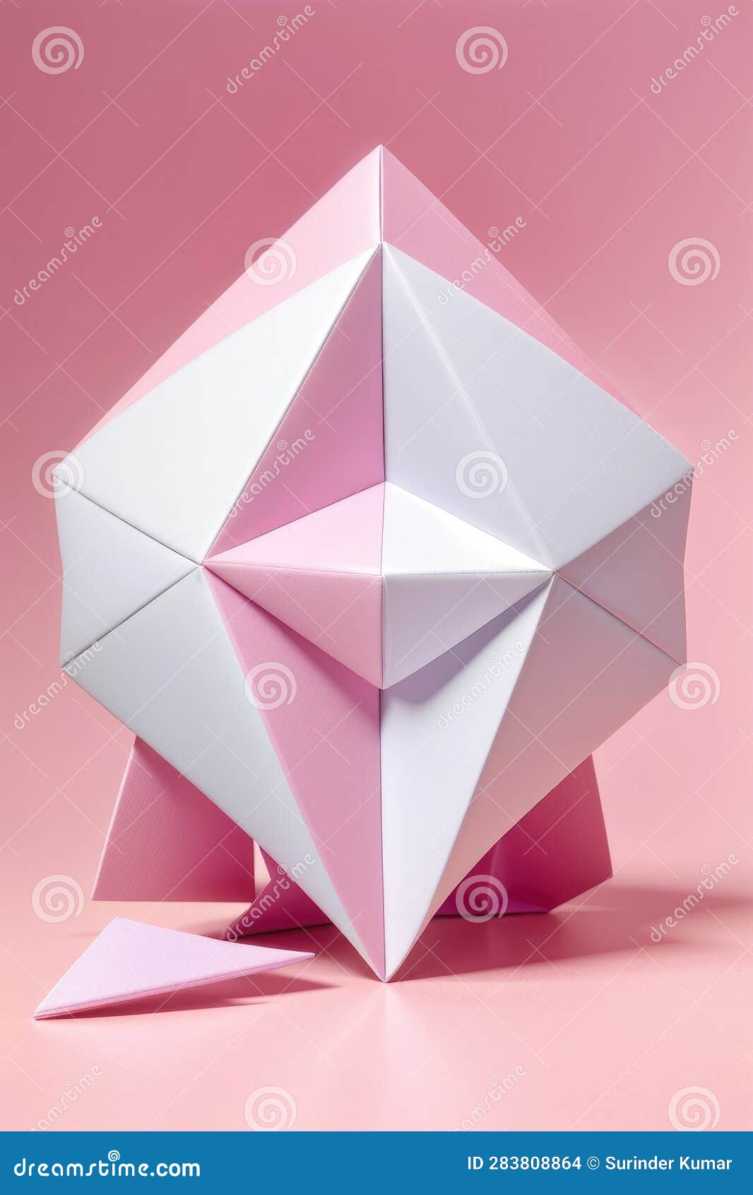 3d Rendering Rose Gold Lowpoly Polygon Sphere. Pink Beautiful Ball ...