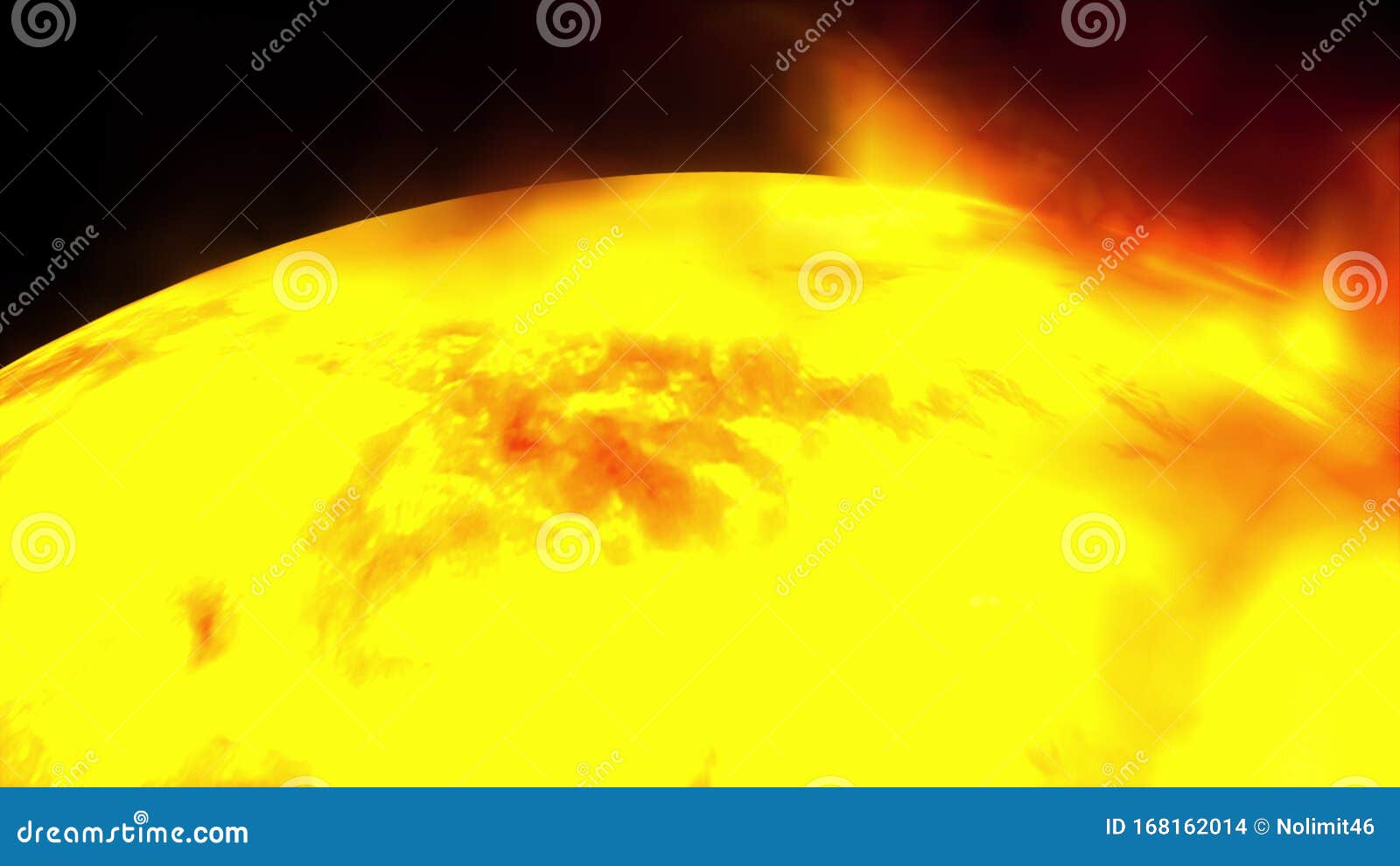3D Rendering of the Rotation of the Sun with Solar Flares. Computer ...