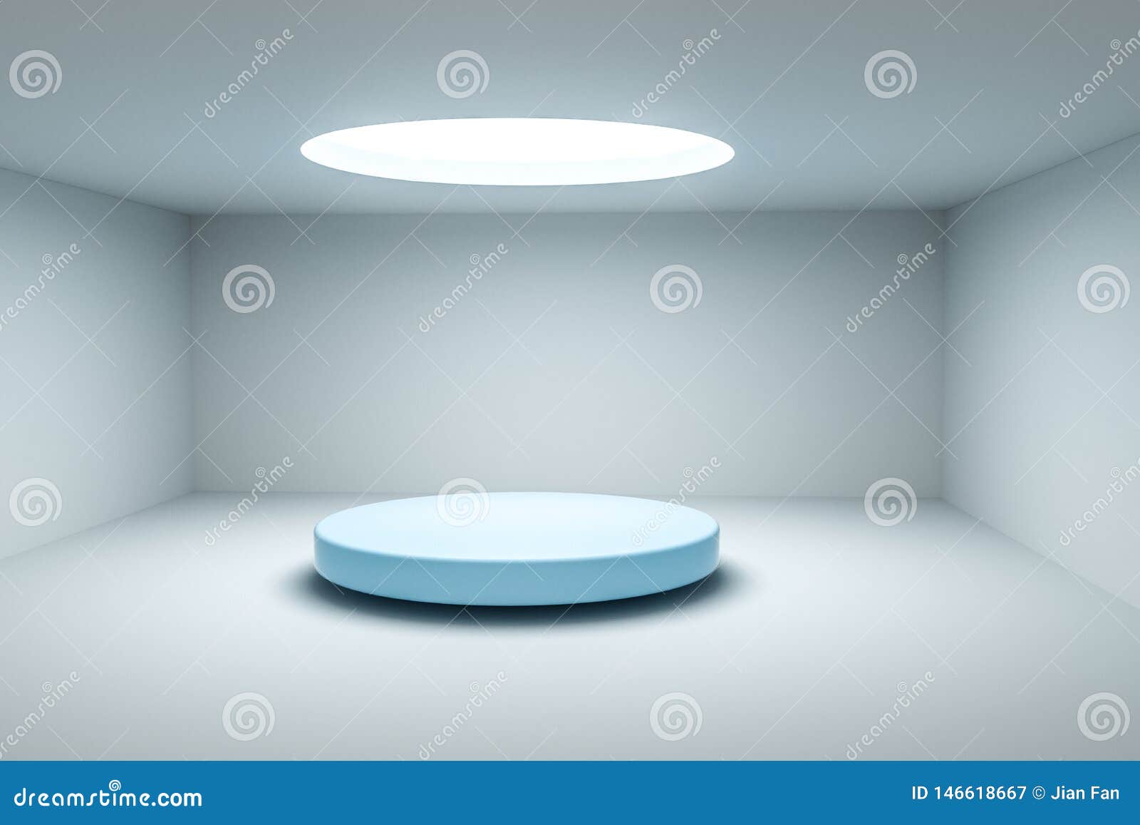 3d Rendering, the Round Platform in the Empty Room Stock Illustration ...