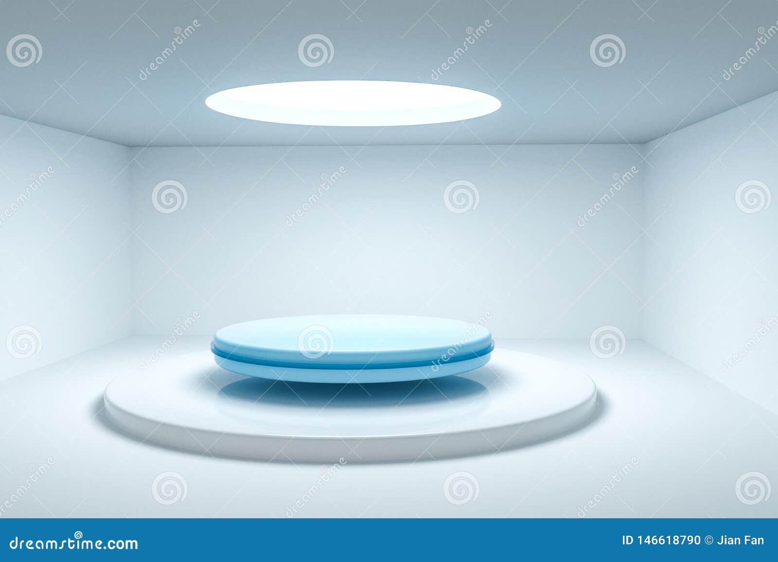 3d Rendering, the Round Platform in the Empty Room Stock Illustration ...