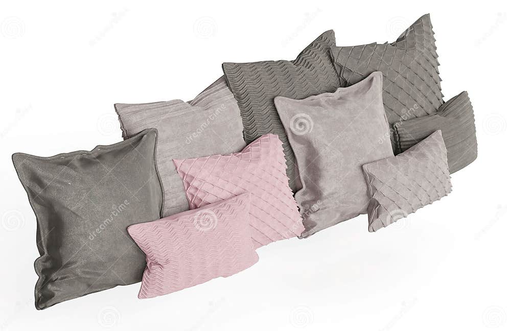 3D Rendering of a Row of Cushions on a White Surface. Stock ...