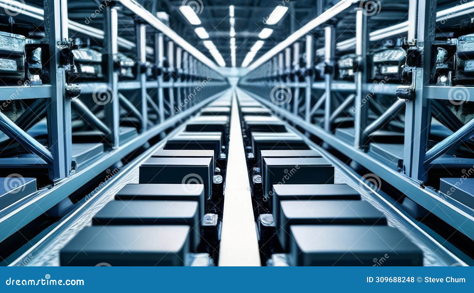3d Rendering of a Row of Server Racks in a Lithium Battery Factory ...