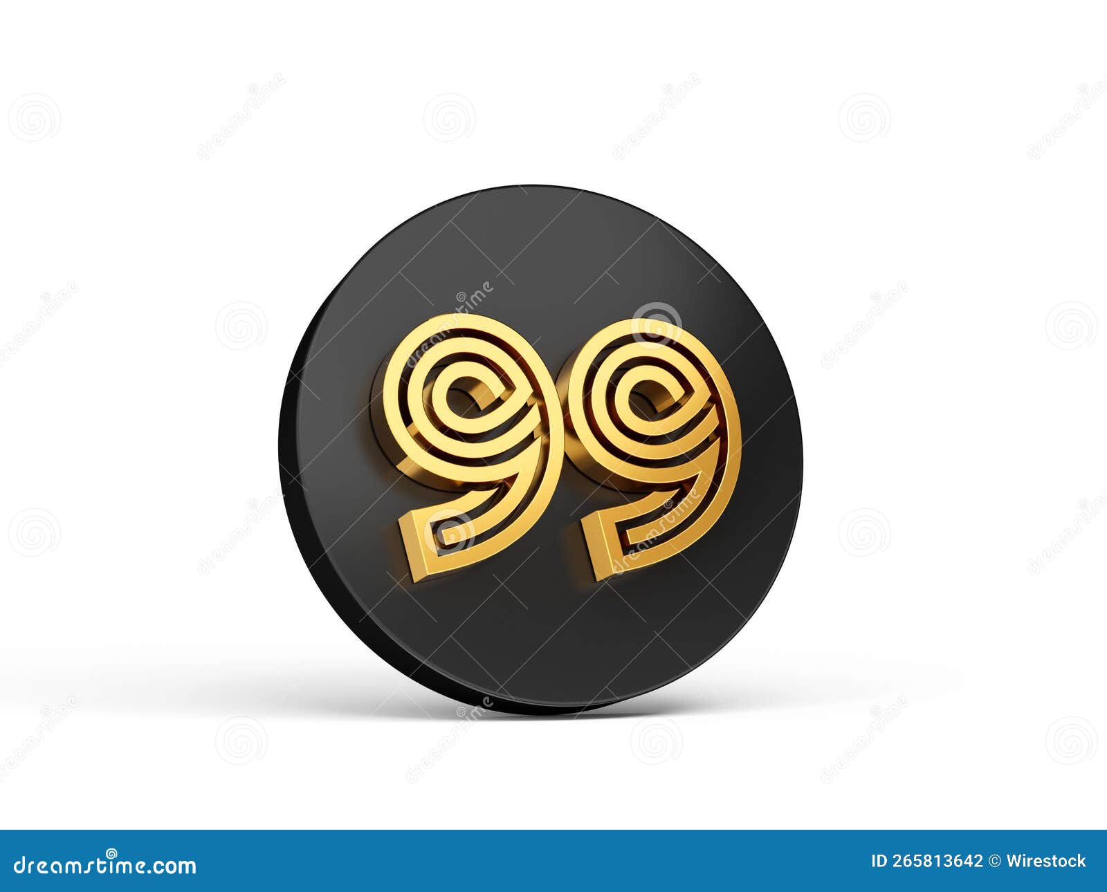 3d Rendering of Royal Gold Modern Font, Digit Letter 99 on the Black ...