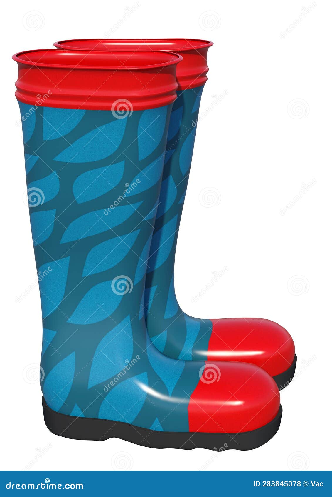 3D Rendering Rubber Boots on White Stock Illustration - Illustration of ...