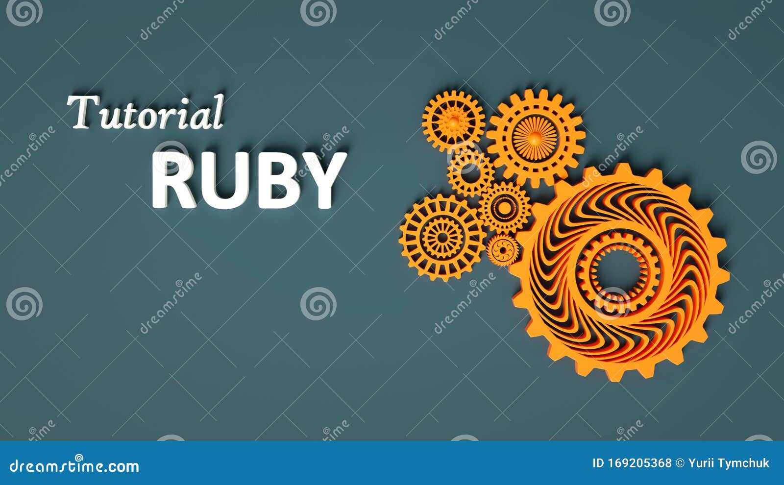3d Rendering Of Ruby Tutorial With Orange Cogwheels On Gray Background Programming Tutorial