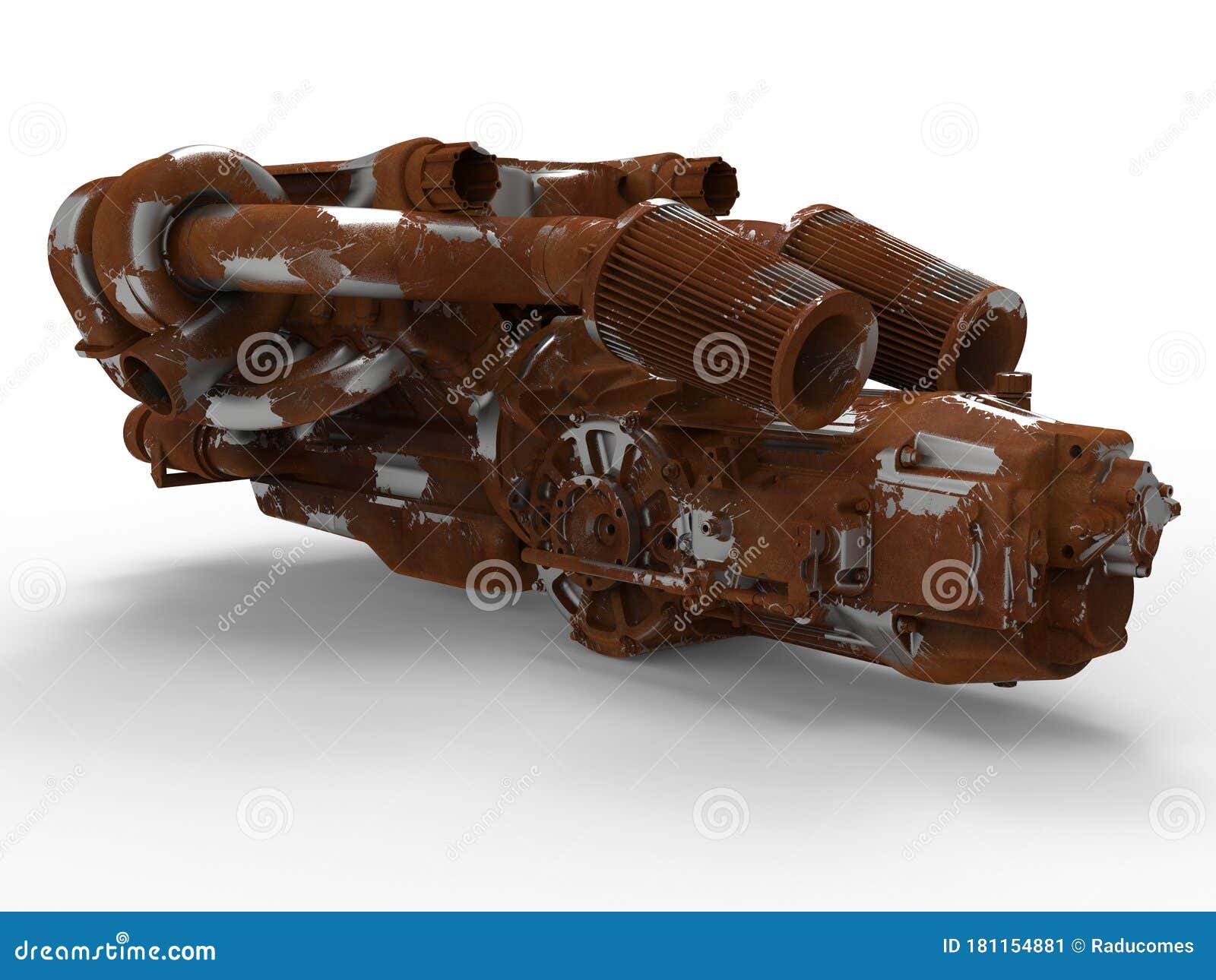 3D Rendering - Rusty Engine Block Assembly Stock Illustration ...