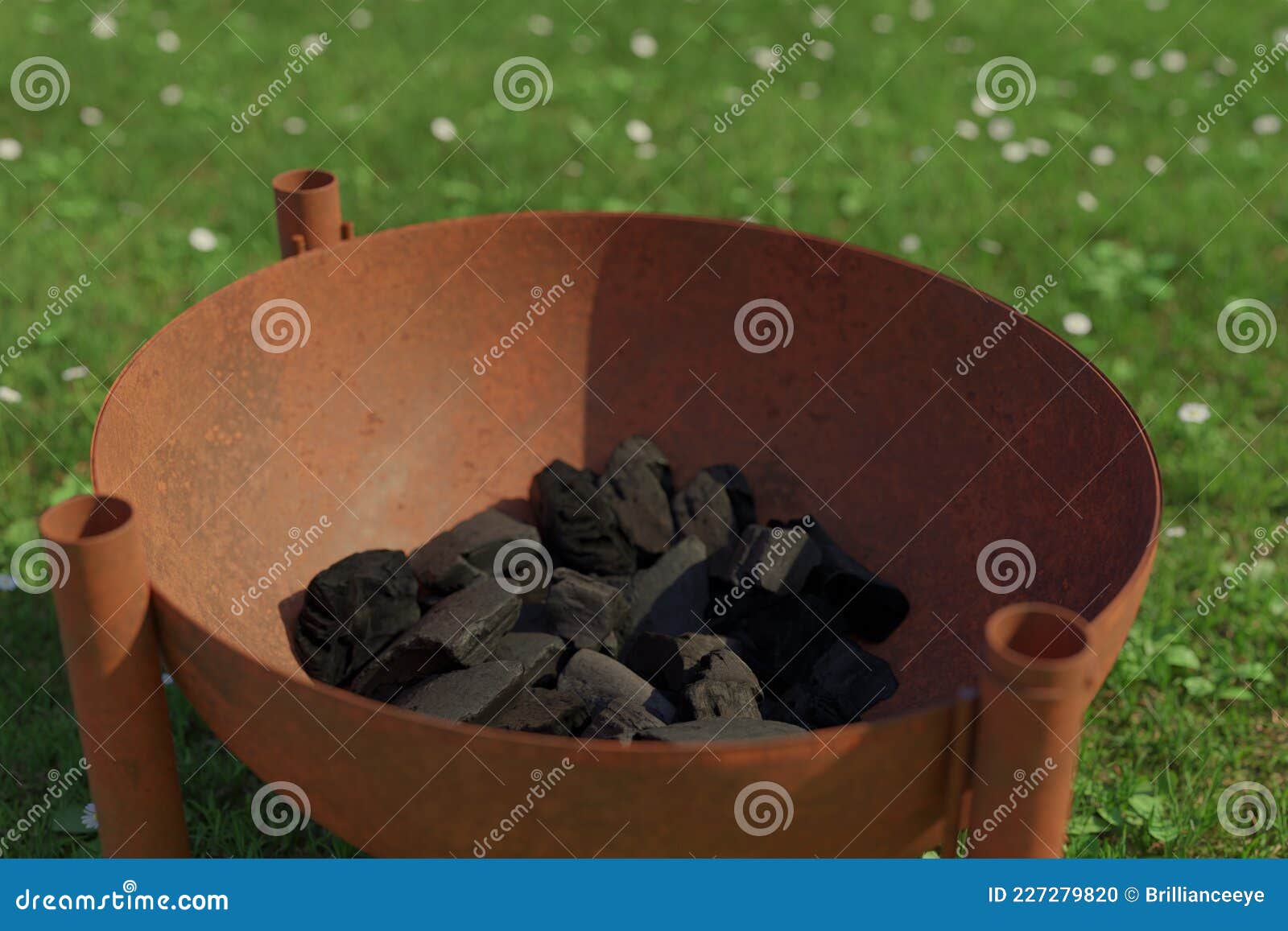 3d Rendering of Rusty Fire Bowl Grill Filled with Charcoals Stock Photo ...