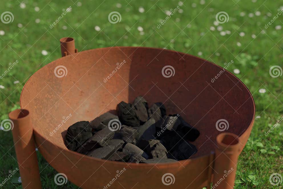 3d Rendering of Rusty Fire Bowl Grill Filled with Charcoals Stock Photo ...