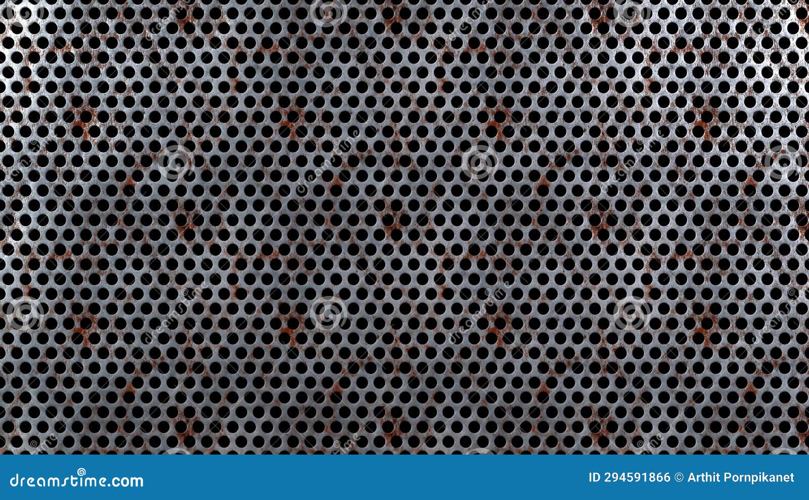 3D Rendering Of Rusty Perforate Metal Texture, Metal Grid Floor Pattern ...