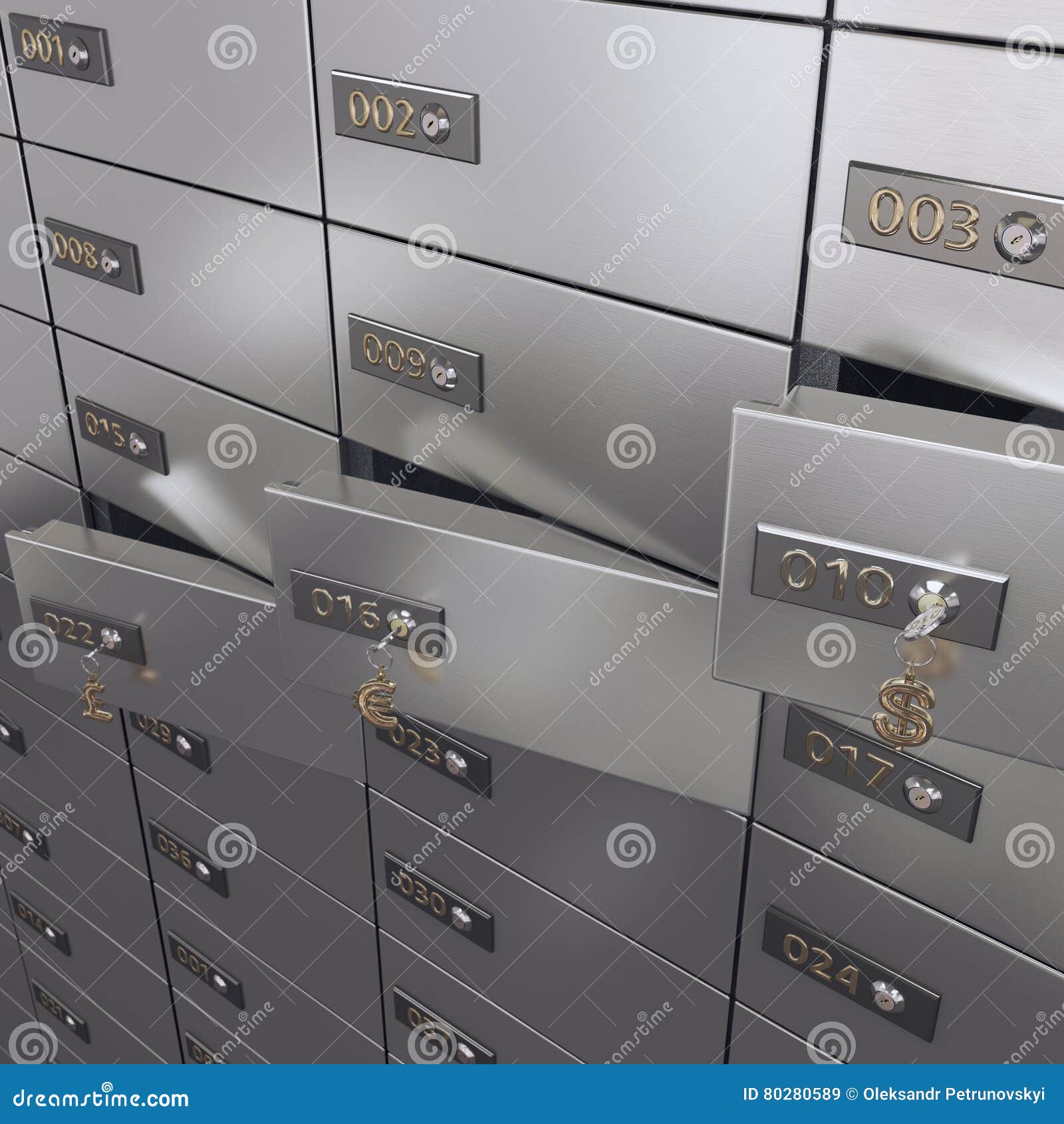 3D Rendering Safe Deposit Boxes Stock Illustration - Illustration of ...