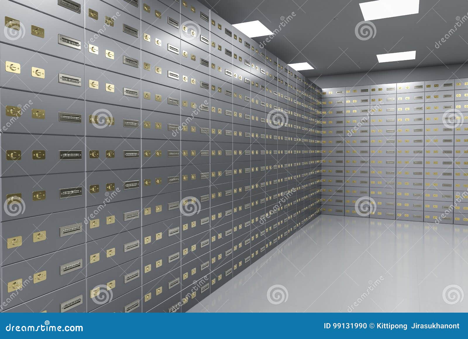 Safe Deposit Boxes Inside Bank Vault Stock Illustration - Illustration ...