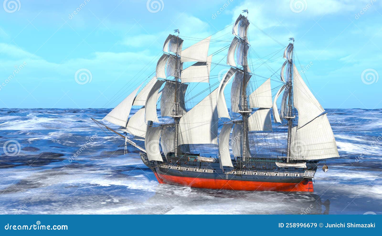 3D Rendering of a Sailing Boat Stock Illustration - Illustration of ...