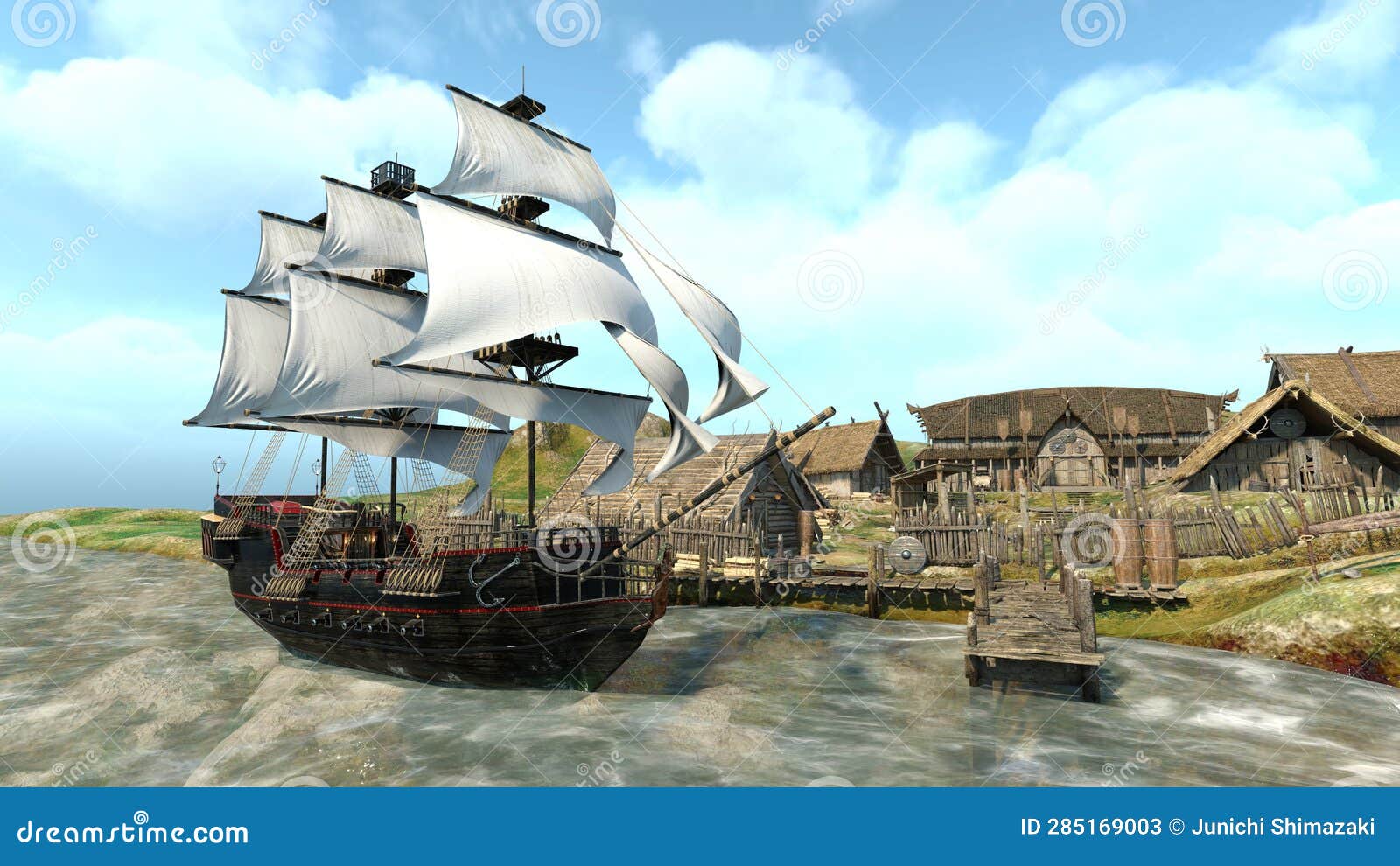 3D Rendering of a Sailing Boat Stock Illustration - Illustration of ...