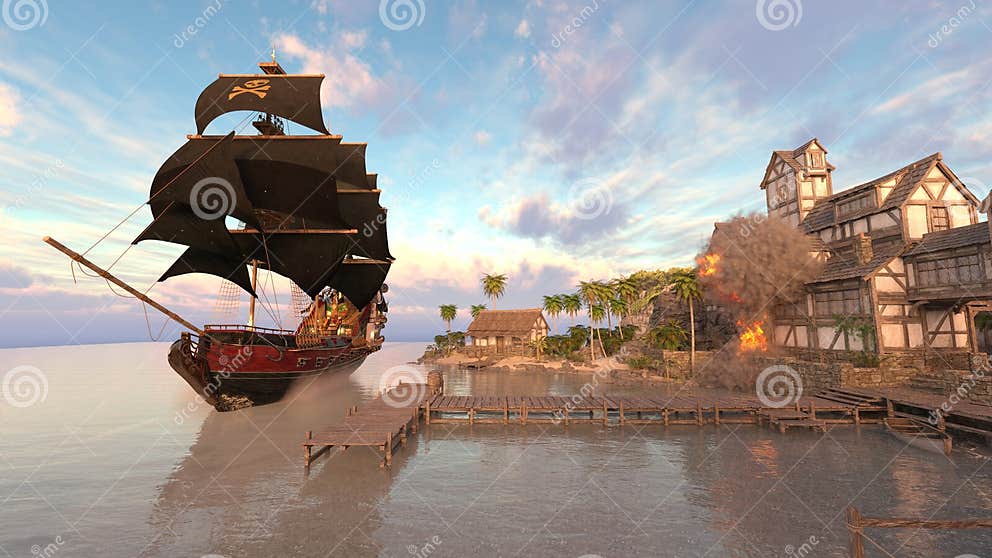 3D Rendering of a Sailing Boat Stock Illustration - Illustration of ...