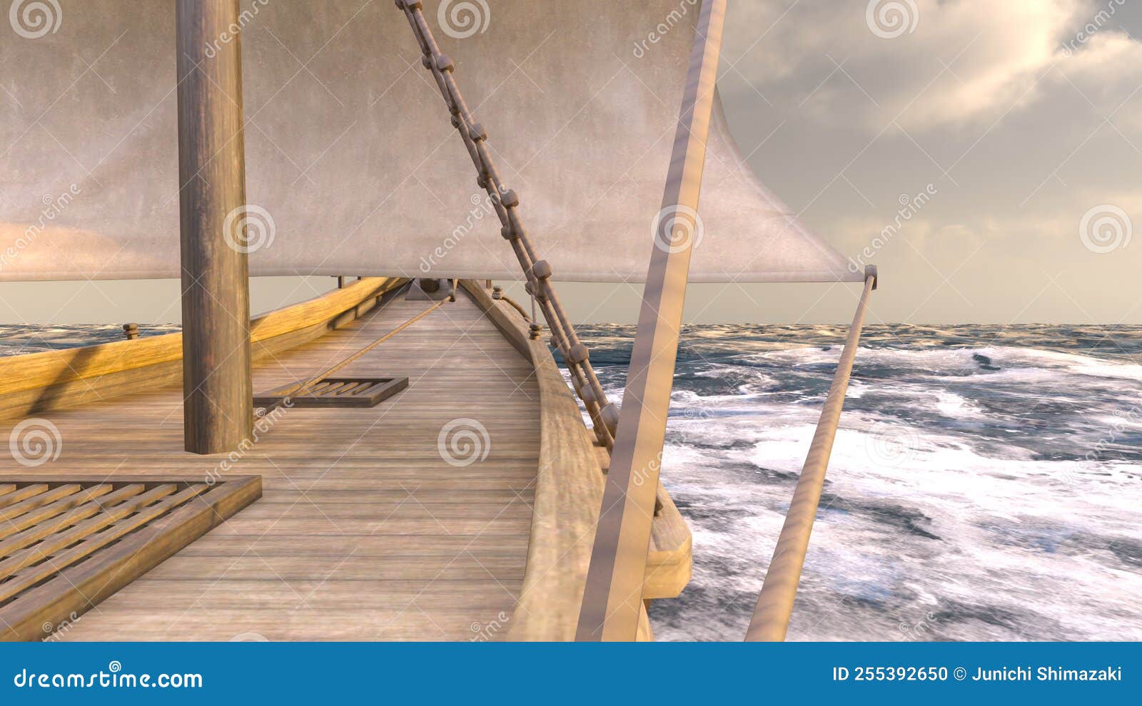 3D Rendering of a Sailing Boat Stock Illustration - Illustration of ...