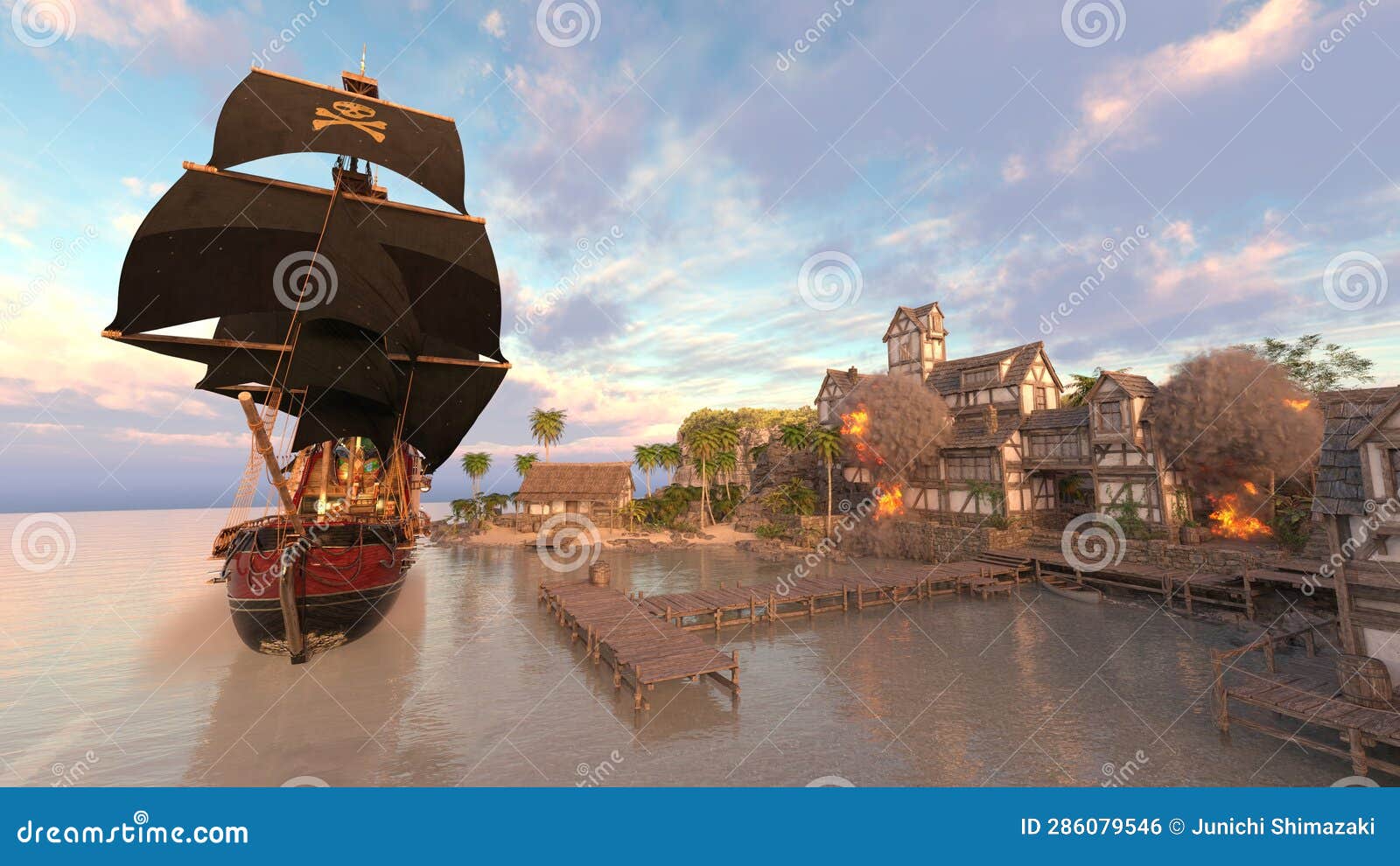 3D Rendering of a Sailing Boat Stock Illustration - Illustration of ...