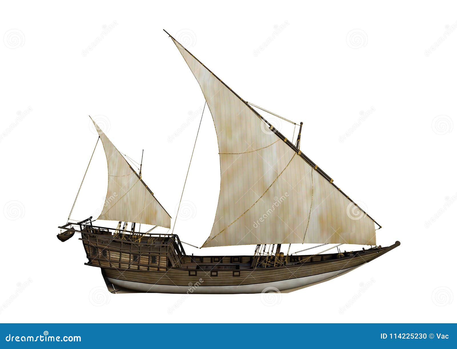 3D Rendering Sailing Ship on White Stock Illustration - Illustration of ...