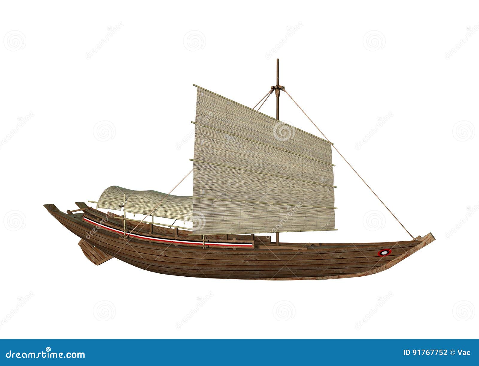 3D Rendering Sampan on White Stock Illustration - Illustration of ...