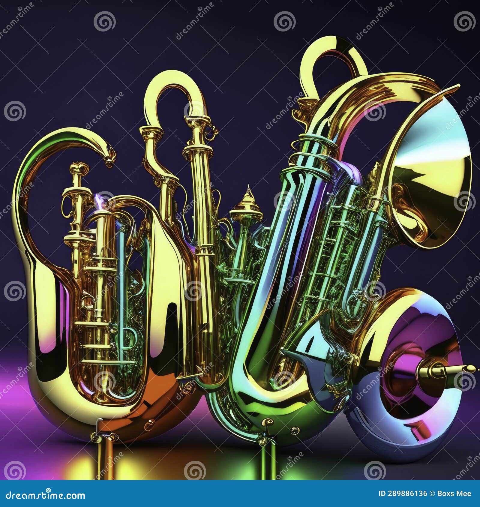 3d Rendering of a Saxophone in Front of a Colored Background Generative ...