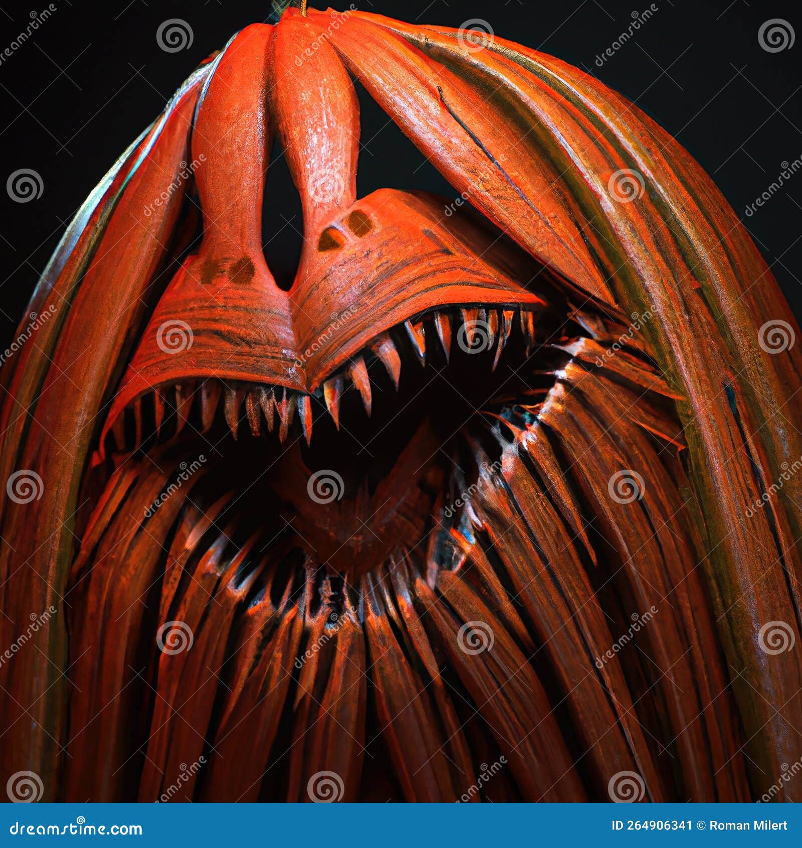 Scarry Halloween Pumpkin Monster Stock Illustration - Illustration of ...