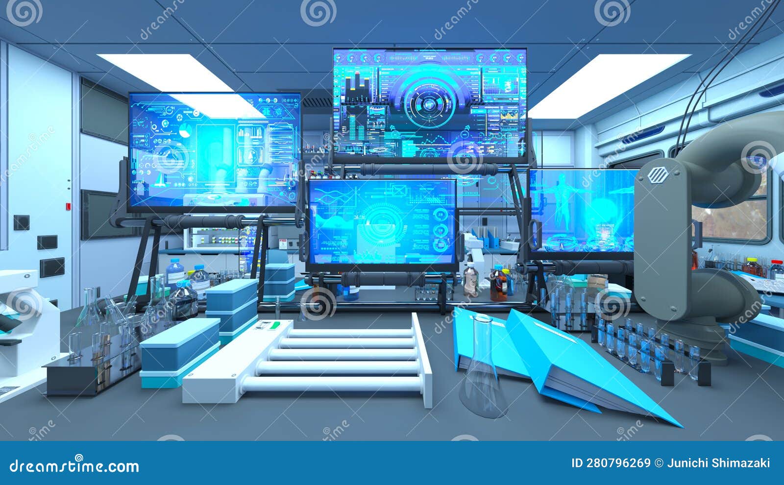 3D Rendering of Scenery in the Laboratory Stock Illustration ...