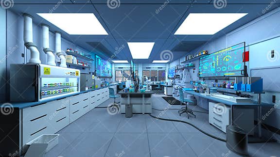 3D Rendering of Scenery in the Laboratory Stock Illustration ...