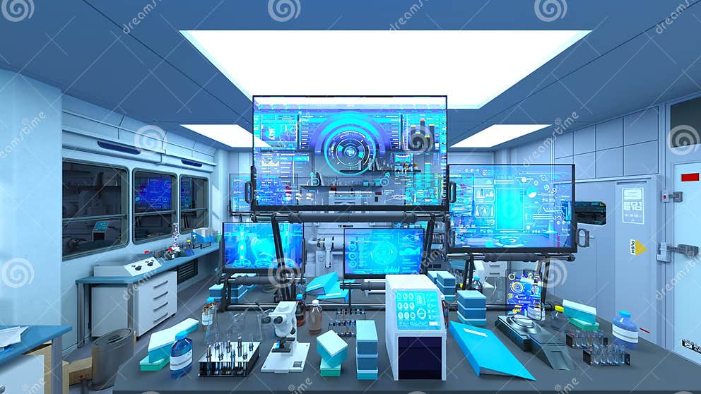 3D Rendering of Scenery in the Laboratory Stock Illustration ...