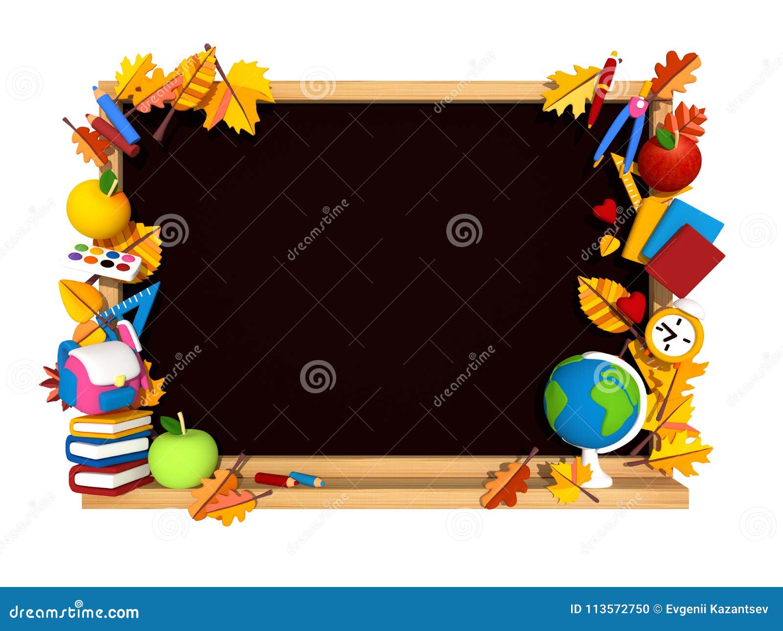 3D Rendering, School Brown Board and School Subjects Background Stock ...