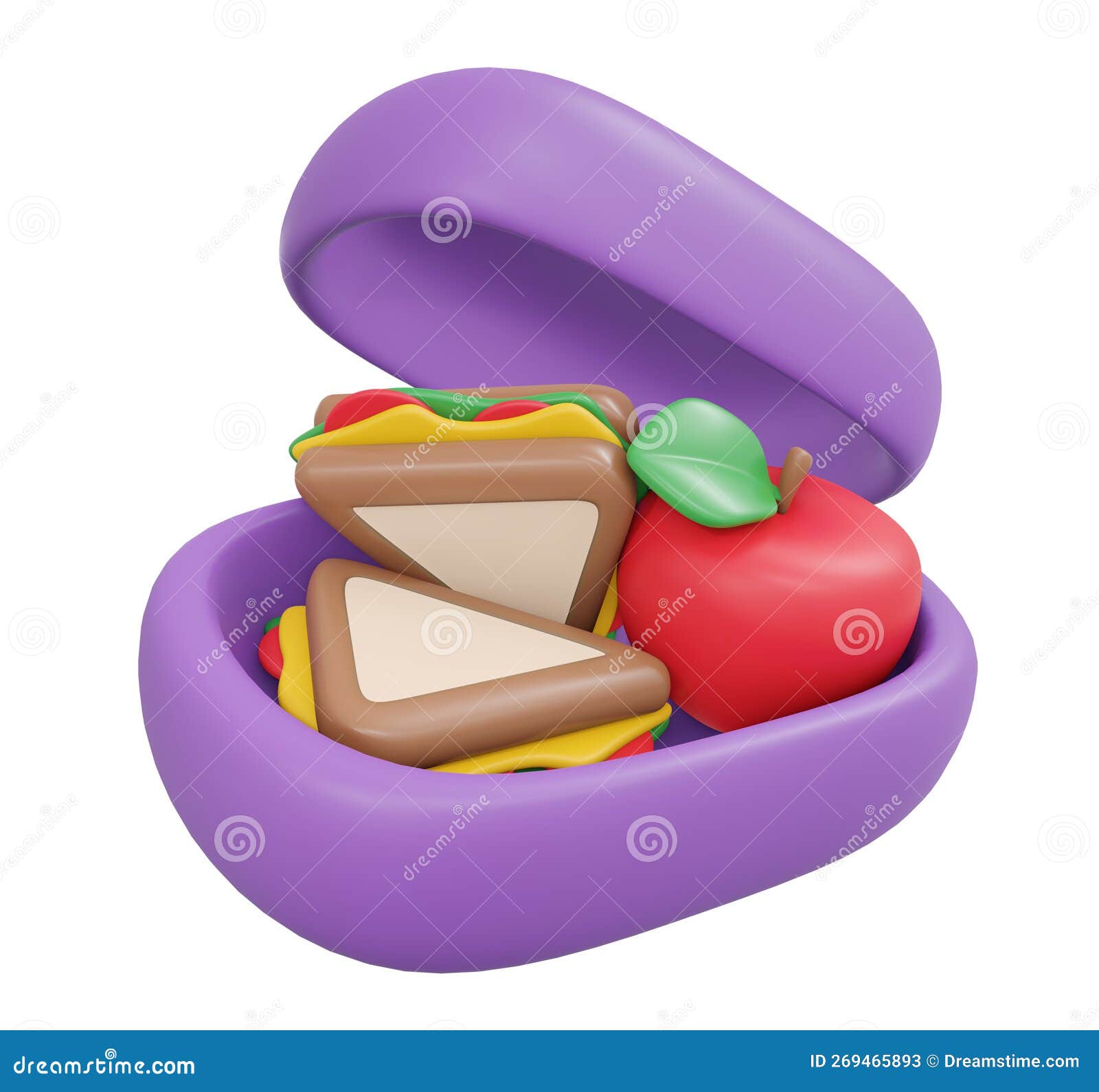 3D Rendering School Lunch Box Cartoon Style Stock Illustration ...