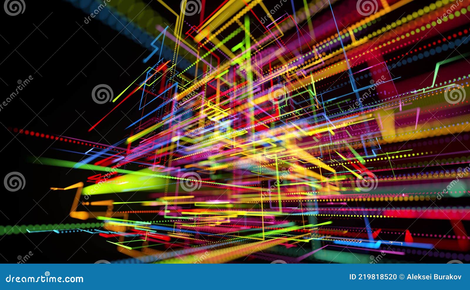 3d Rendering Sci-fi Bg Like Abstract Hologram. Multicolor Neon Glow ...
