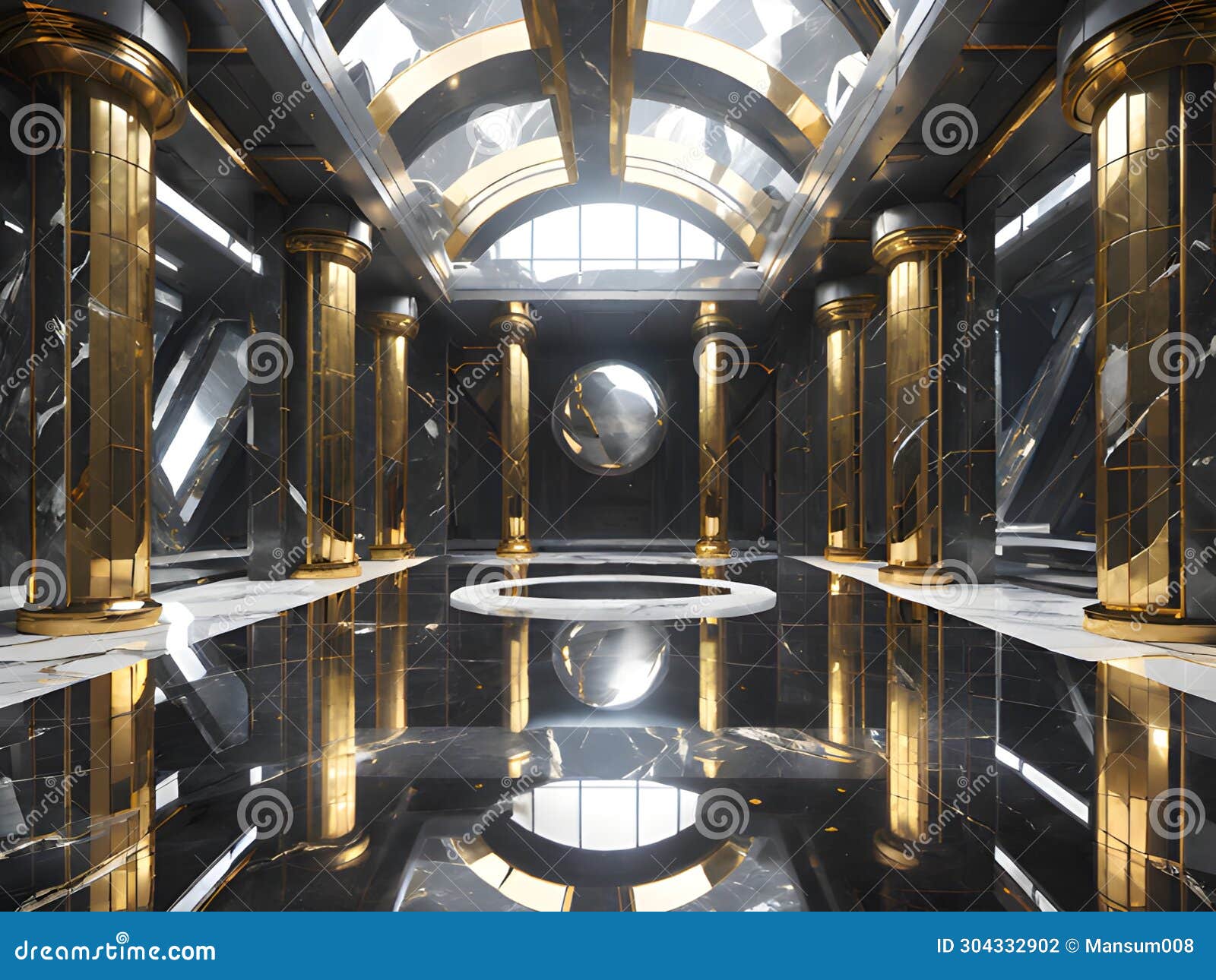 3d Rendering of a Sci Fi Futuristic Interior Room Stock Illustration - Illustration of room ...