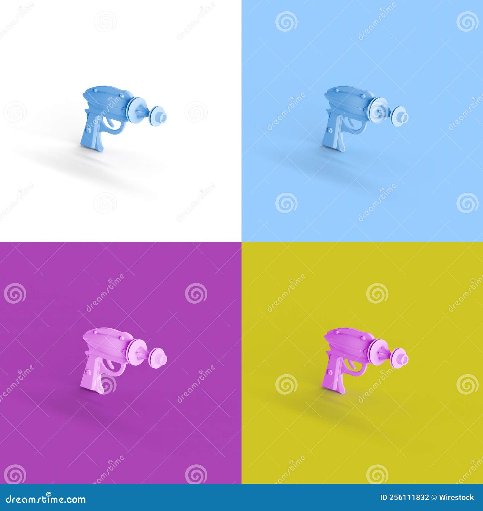 3D Rendering of Sci Fi Gun Isolated in Different Colors Stock ...