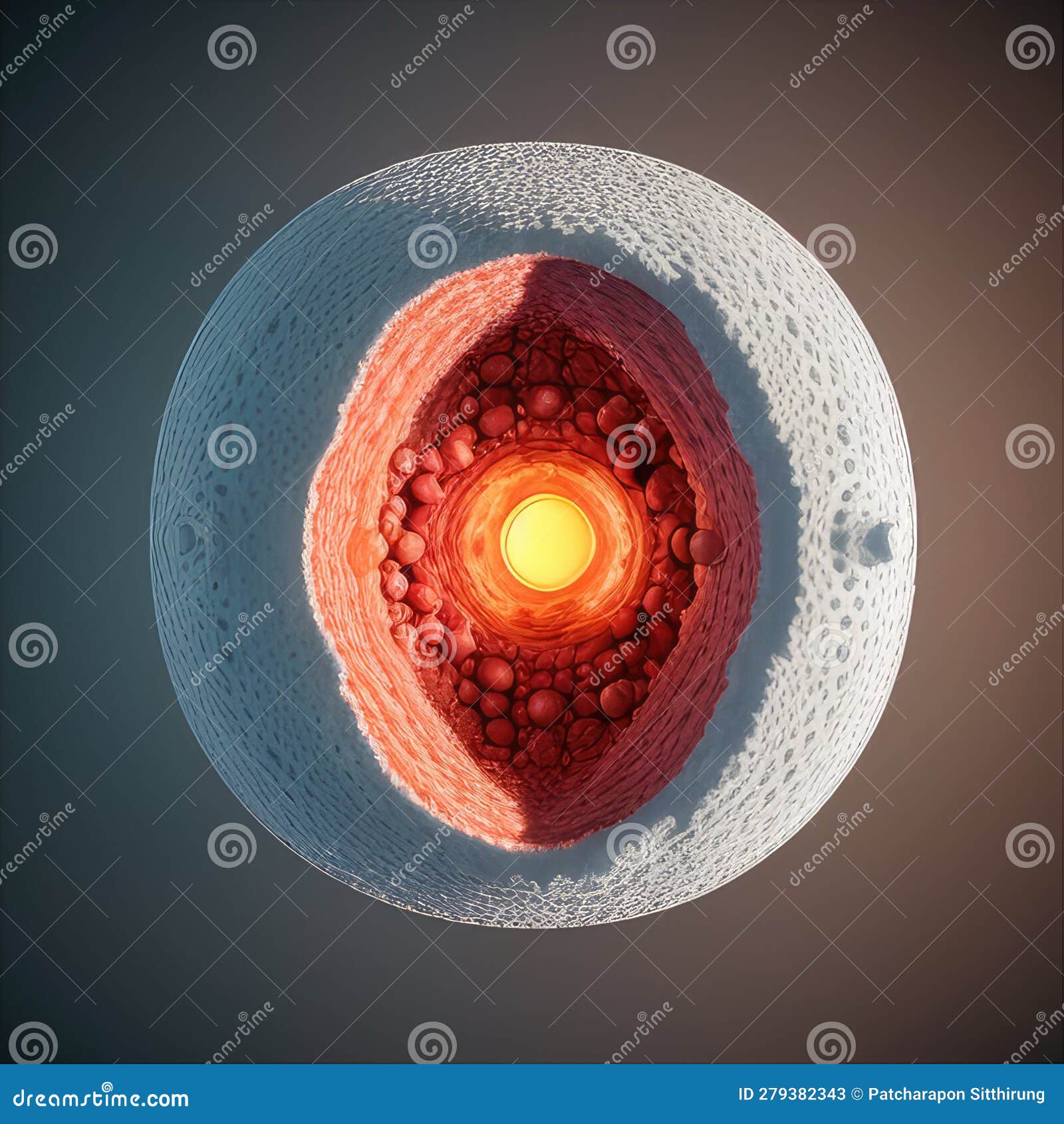 3d Rendering of Science Close-up Inside Cell Bacteria, Bacteria Nucleus ...