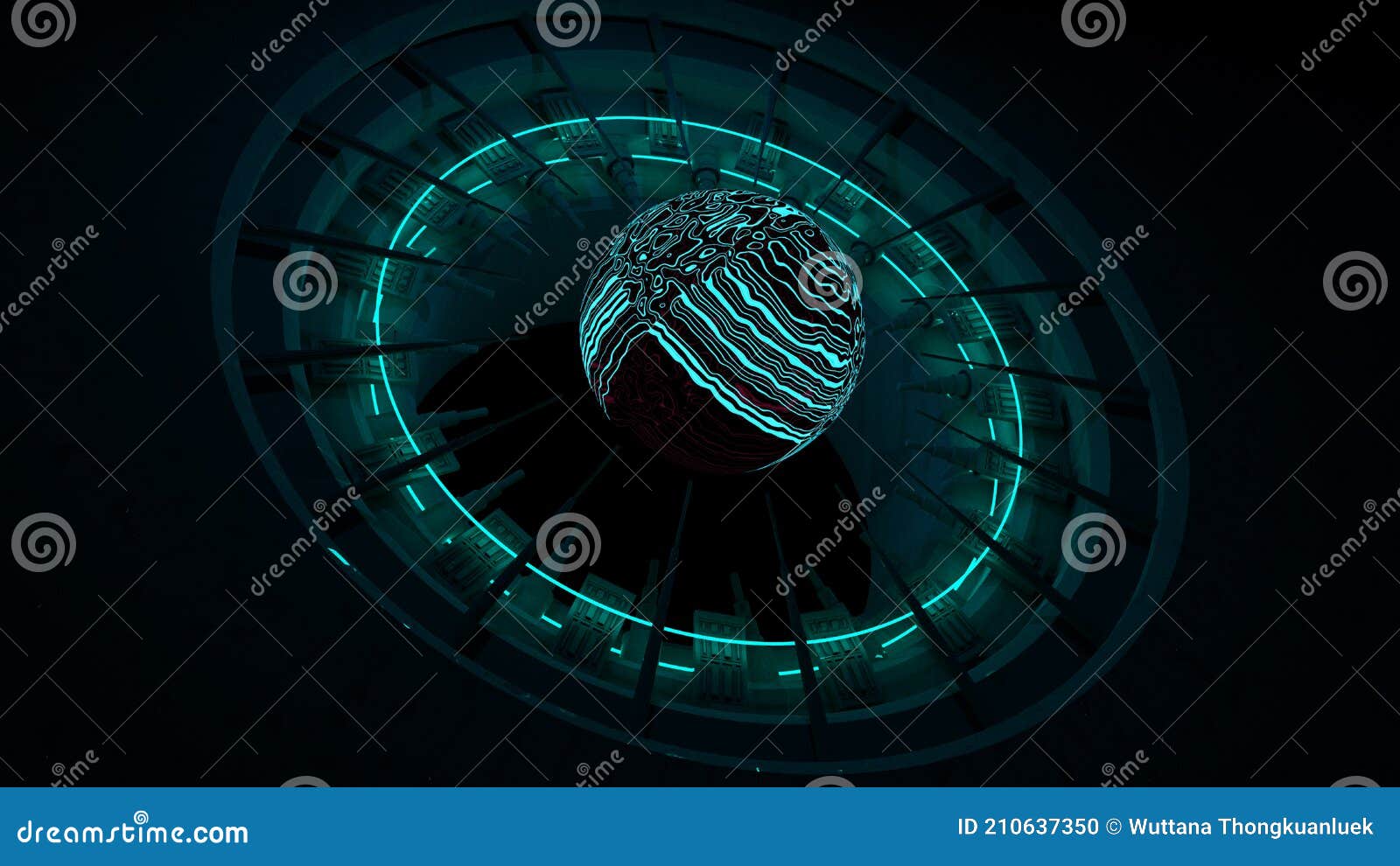 3d Rendering of Science Fiction Abstract Sci-fi Stock Illustration ...