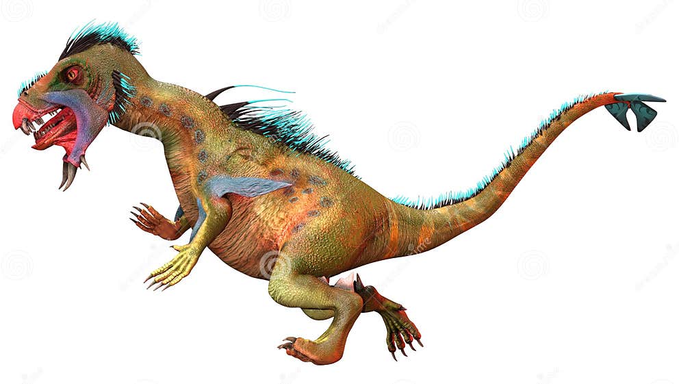 3D Rendering Alien Dinosaur on White Stock Illustration - Illustration ...