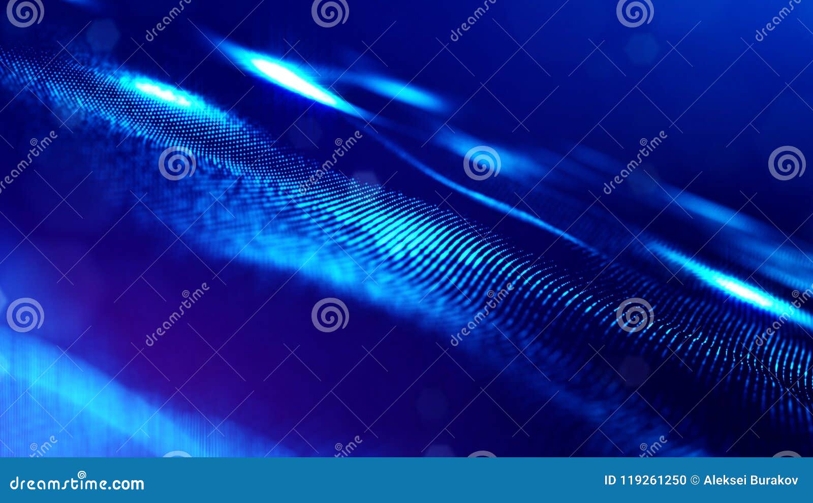 3d Rendering, Science Fiction Background of Glowing Particles with ...