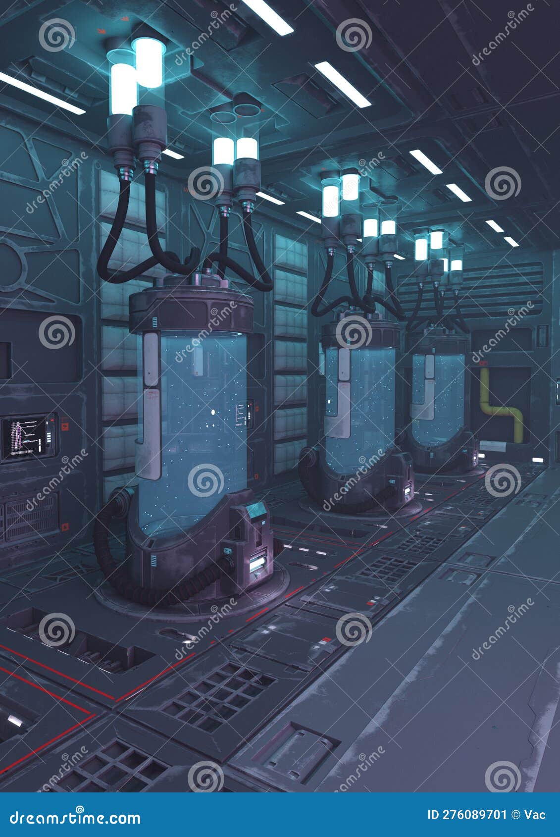 3D Rendering Scinece Fiction Clone Room Stock Illustration ...