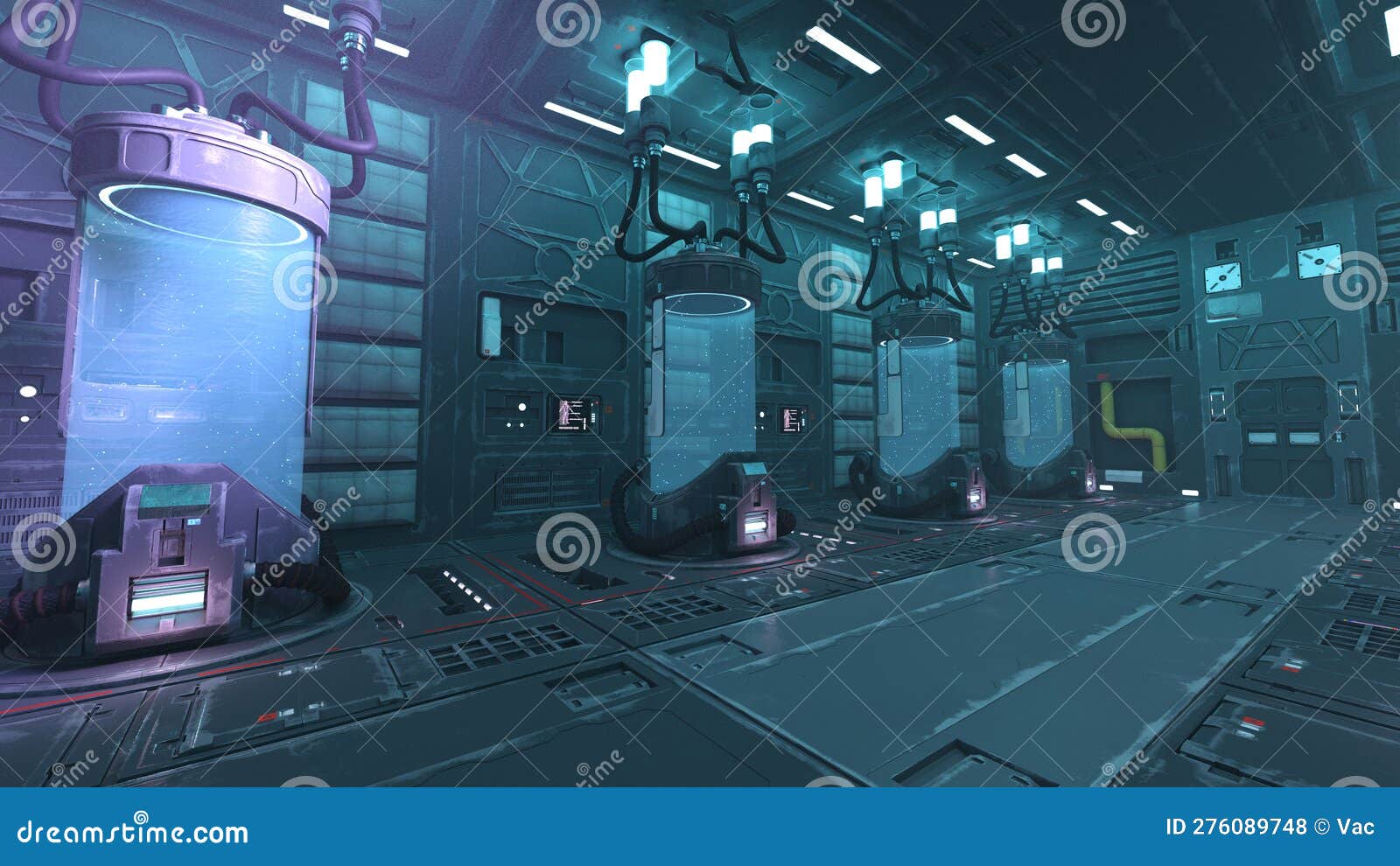 3D Rendering Scinece Fiction Clone Room Stock Illustration ...